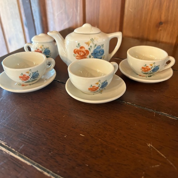 Vintage | Accents | Vintage Japanese Child Tea Set Floral Design Blue ...